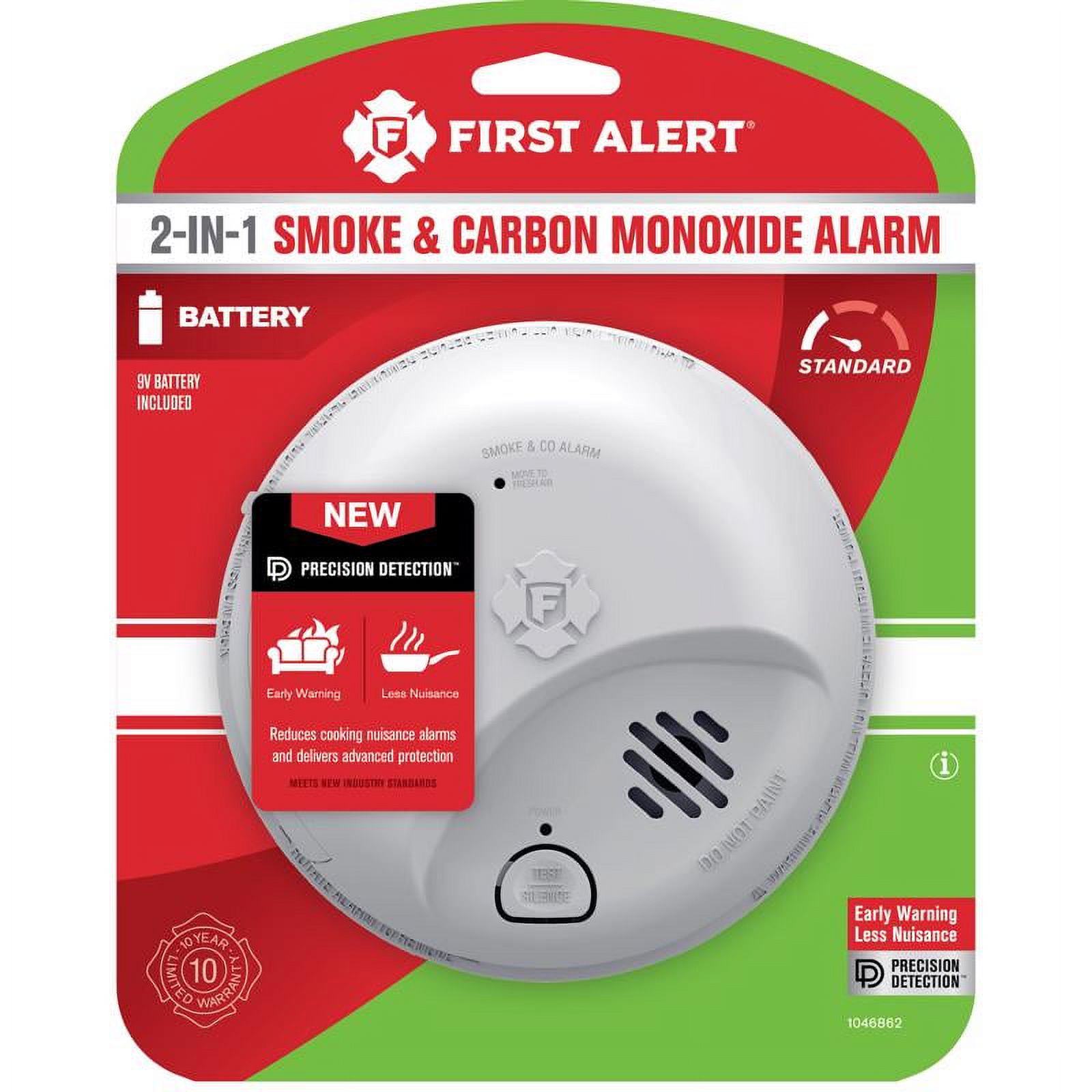 First Alert BRK SCO2B Smoke and Carbon Monoxide (CO) Detector with 9V ...