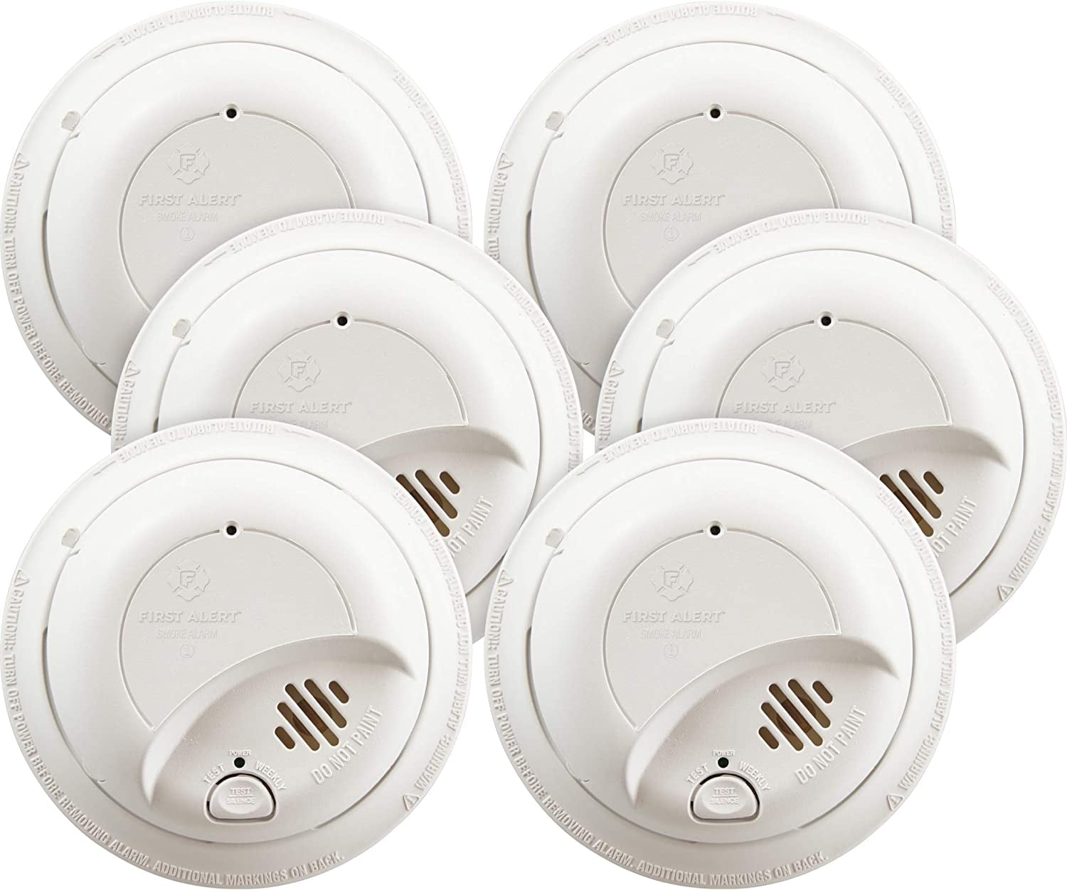 First Alert Hardwired Smoke Alarm with Battery Backup, Multipack of 6 ...