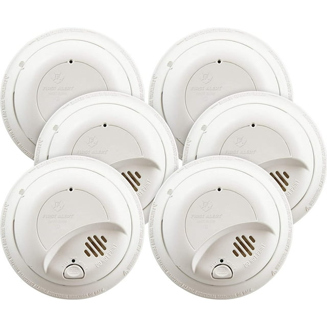 First Alert Hardwired Smoke Alarm with Battery Backup, Multipack of 6 ...