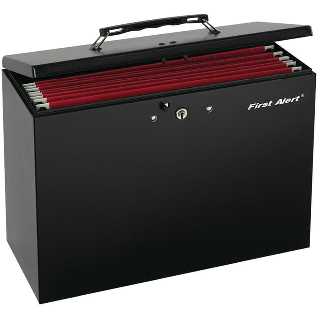 First Alert Portable Steel File Box, Secure Document Storage with Key ...