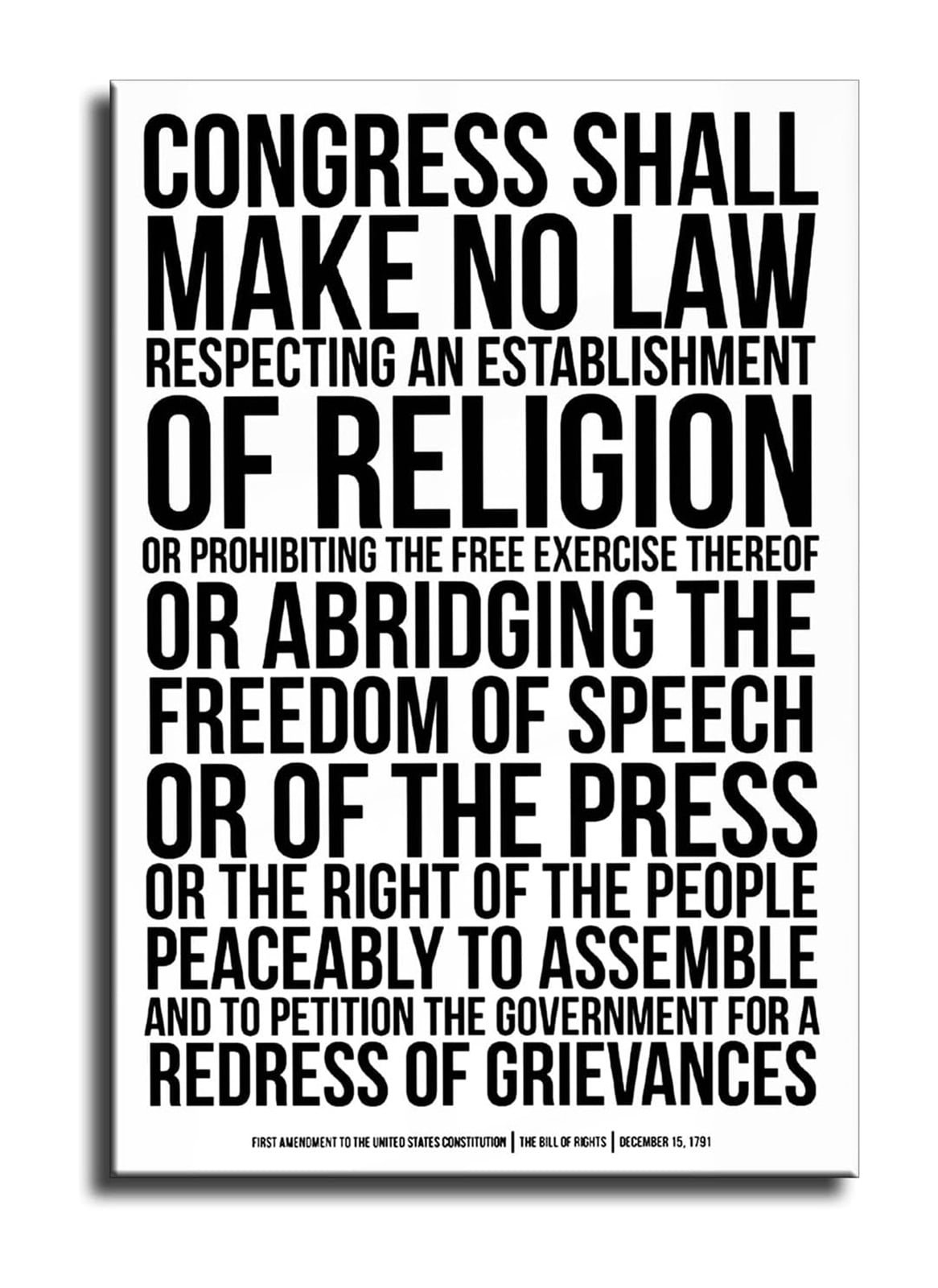 First Amendment Print, US Constitution Bill of Rights Poster for ...