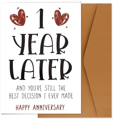 First Anniversary Card, Paper Happy Anniversary Card 1st Year Later ...