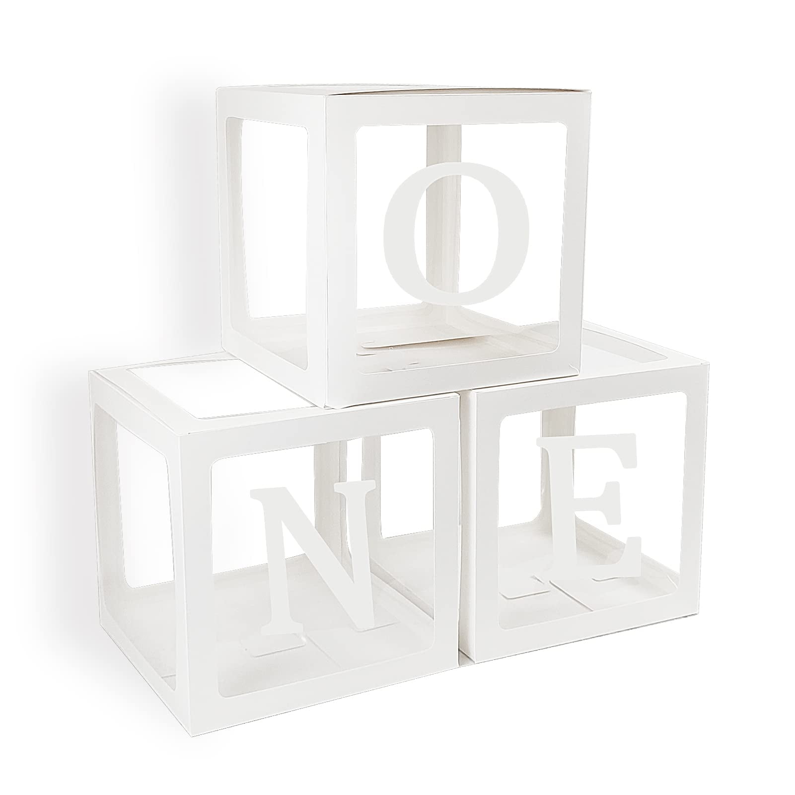 First Birthday Balloon Box Decorations for Boy or Girl Transparent ONE ...