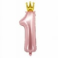 First Birthday Pink Number One Balloon Foil Mylar Crown Celebration ...