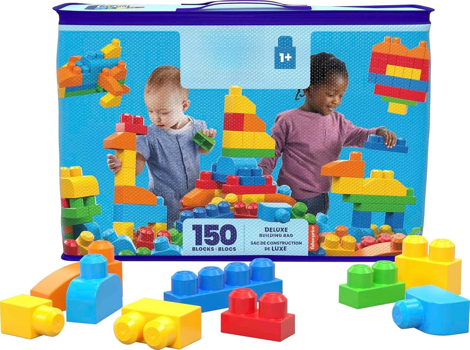 First Builders Toddler Blocks Toys Set, Deluxe Building Bag with 150 ...