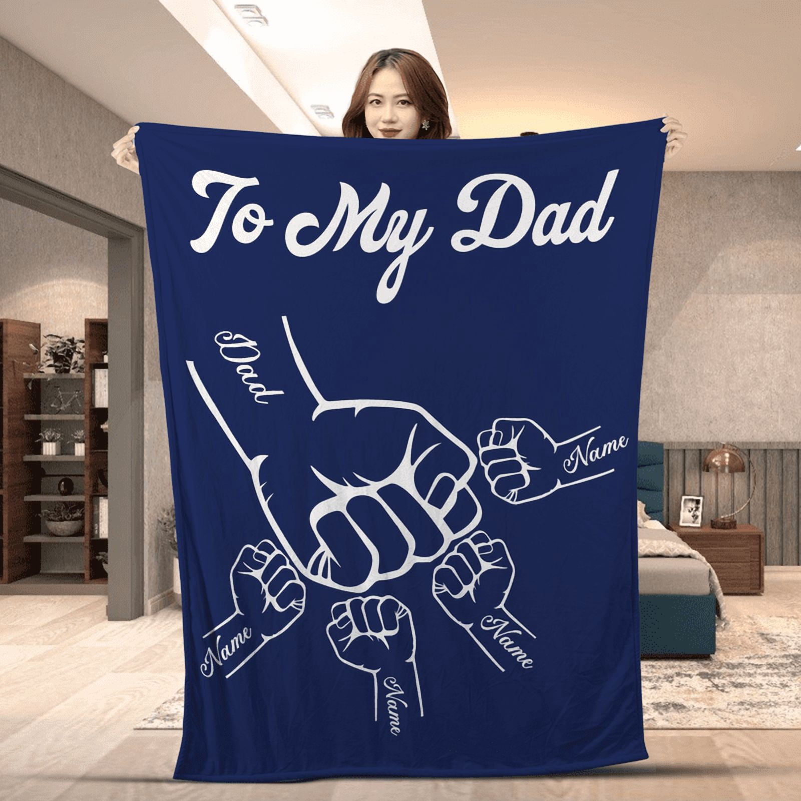 First Bump Dad Father Grandpa Personalized Blanket -Hands Of Family ...