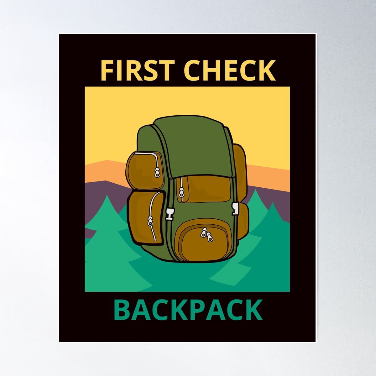 First Check Backpack Poster Wall Art, Modern Wall Decor For Living Room ...