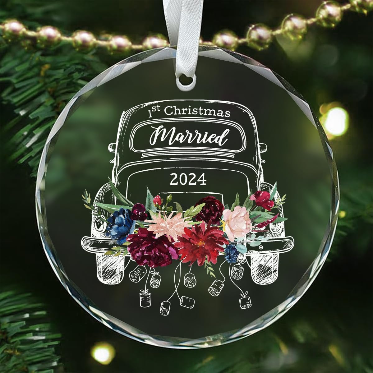 First Chr!stm@s Married Ornament 2025, Personalized Wedding Glass ...