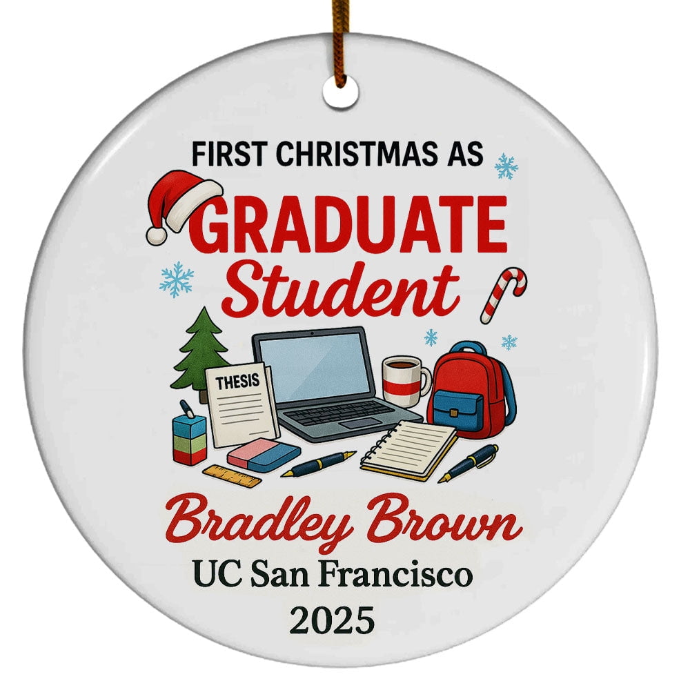 First Christmas as Graduate Student Ornament, Christmas Ornament 2025 ...