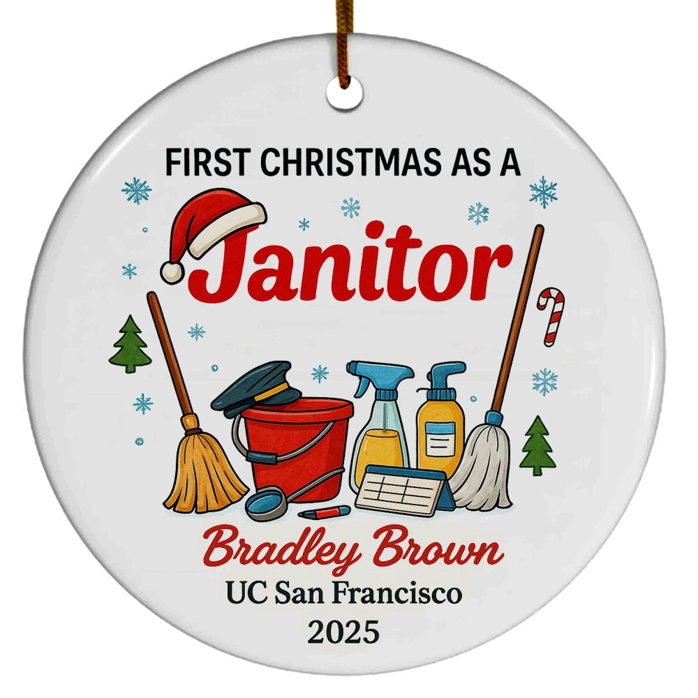 First Christmas as Janitor Student Ornament, Christmas Ornament 2025 ...