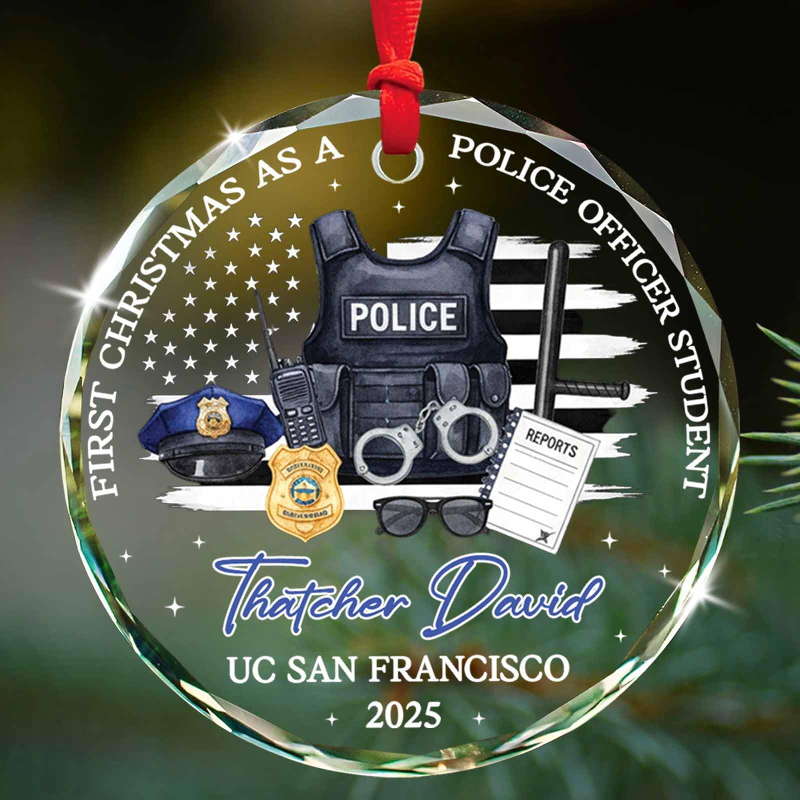 First Christmas As A Police Officer Student Glass Keepsake 2025 ...