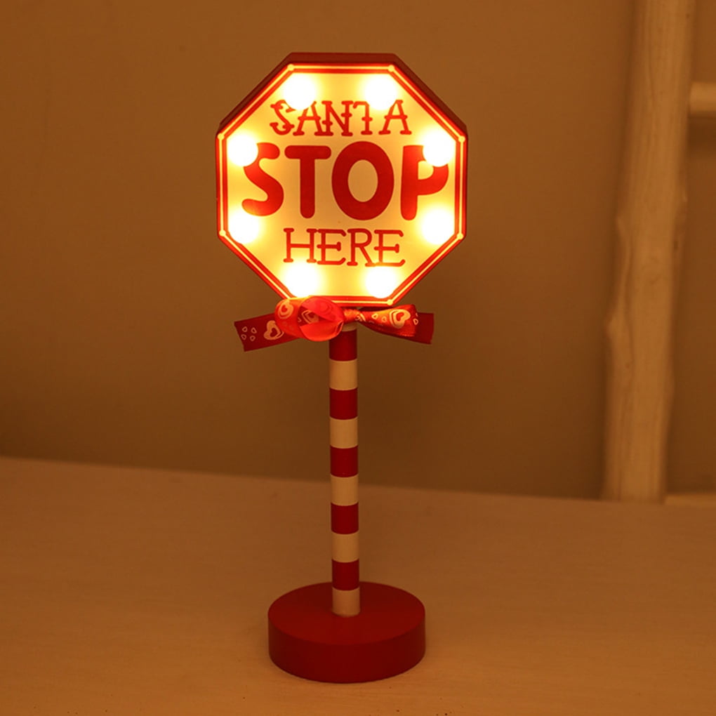 First Christmas STOP Sign with LED Lights Wooden Holiday Decor Winter ...