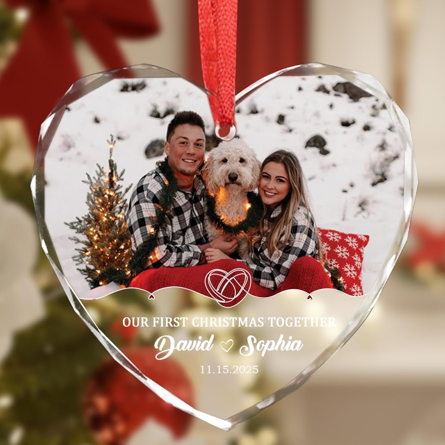 First Christmas Together 2025 Heart Photo Keepsake, Personalized Couple ...
