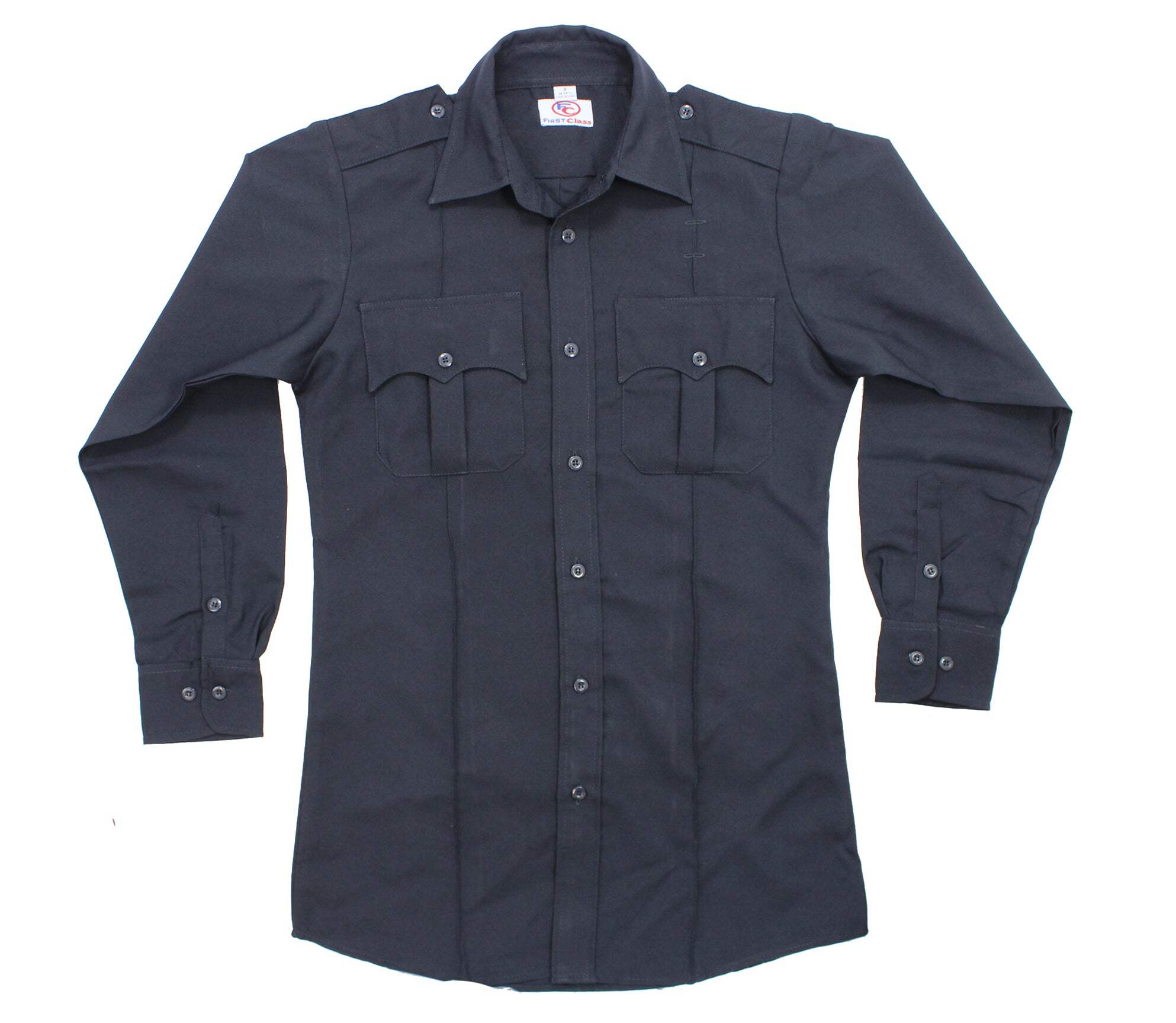 First Class 100% Polyester Long Sleeve Uniform Shirt - Navy Blue - S ...