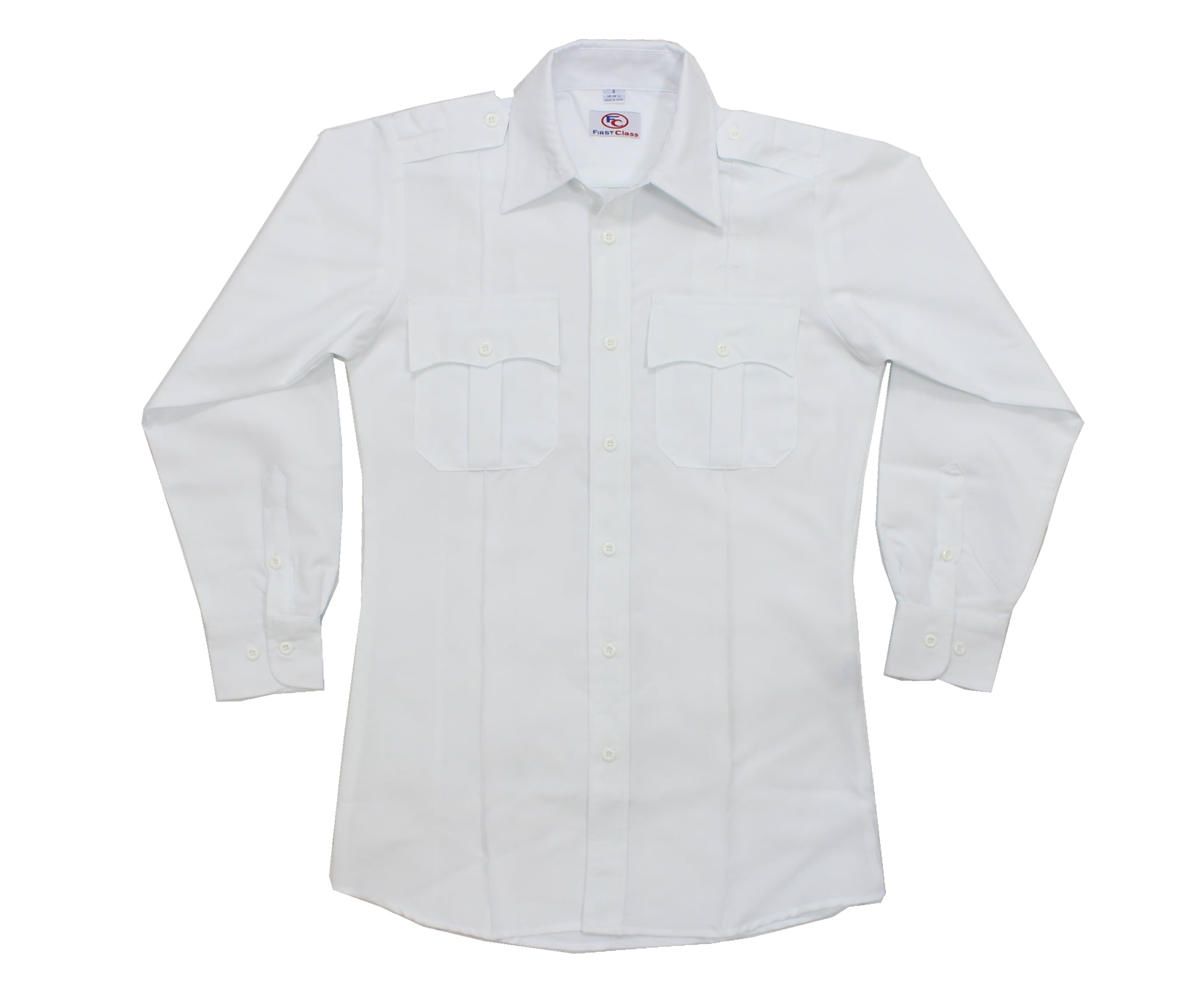First Class 100% Polyester Long Sleeve Uniform Shirt - White - XL ...