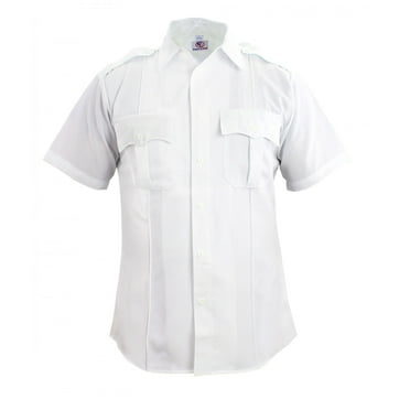 First Class 100% Polyester Two Tone Short Sleeve Uniform Shirt - White ...