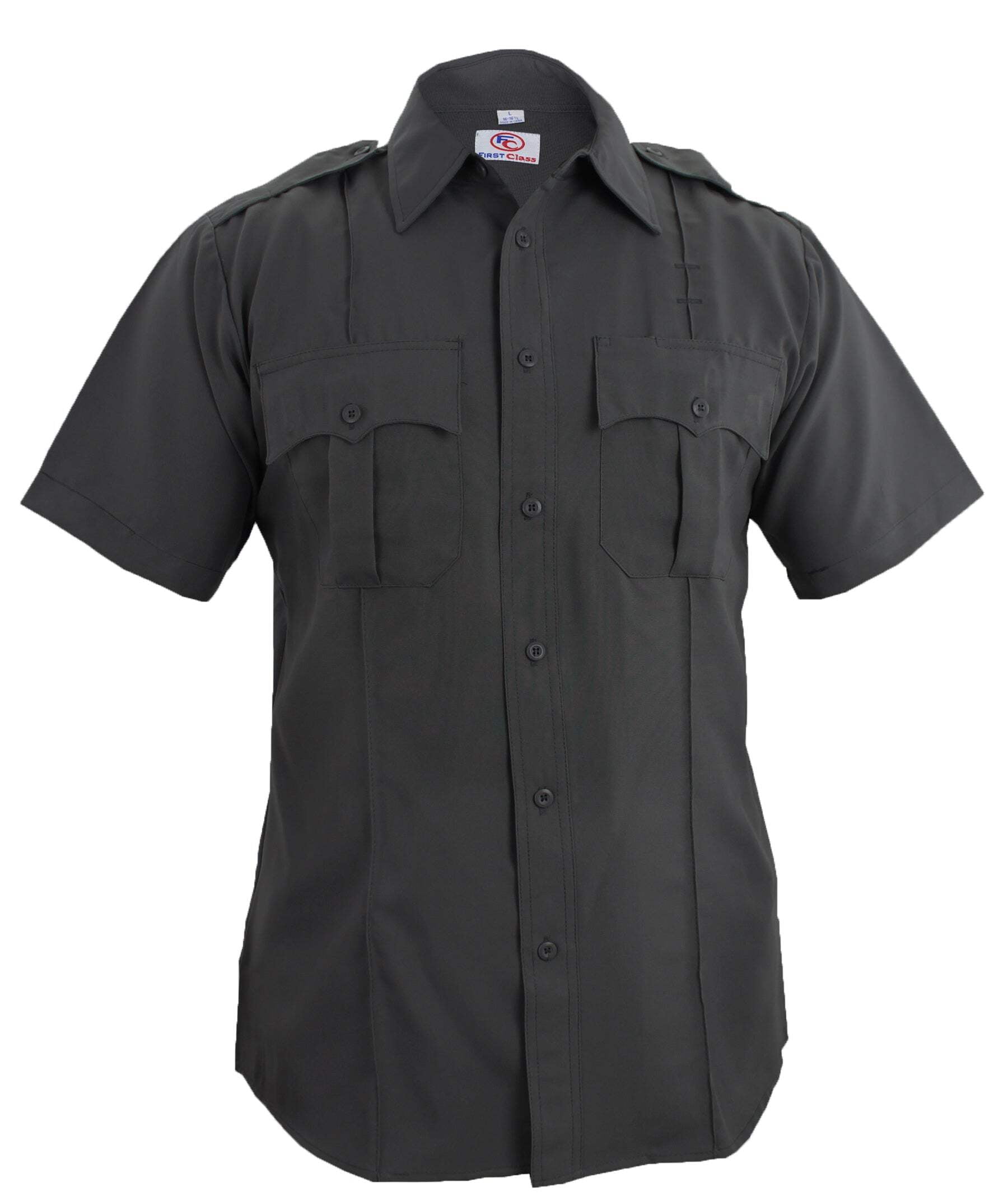 First Class 100% Polyester Short Sleeve Zippered Uniform Shirts - Dark ...