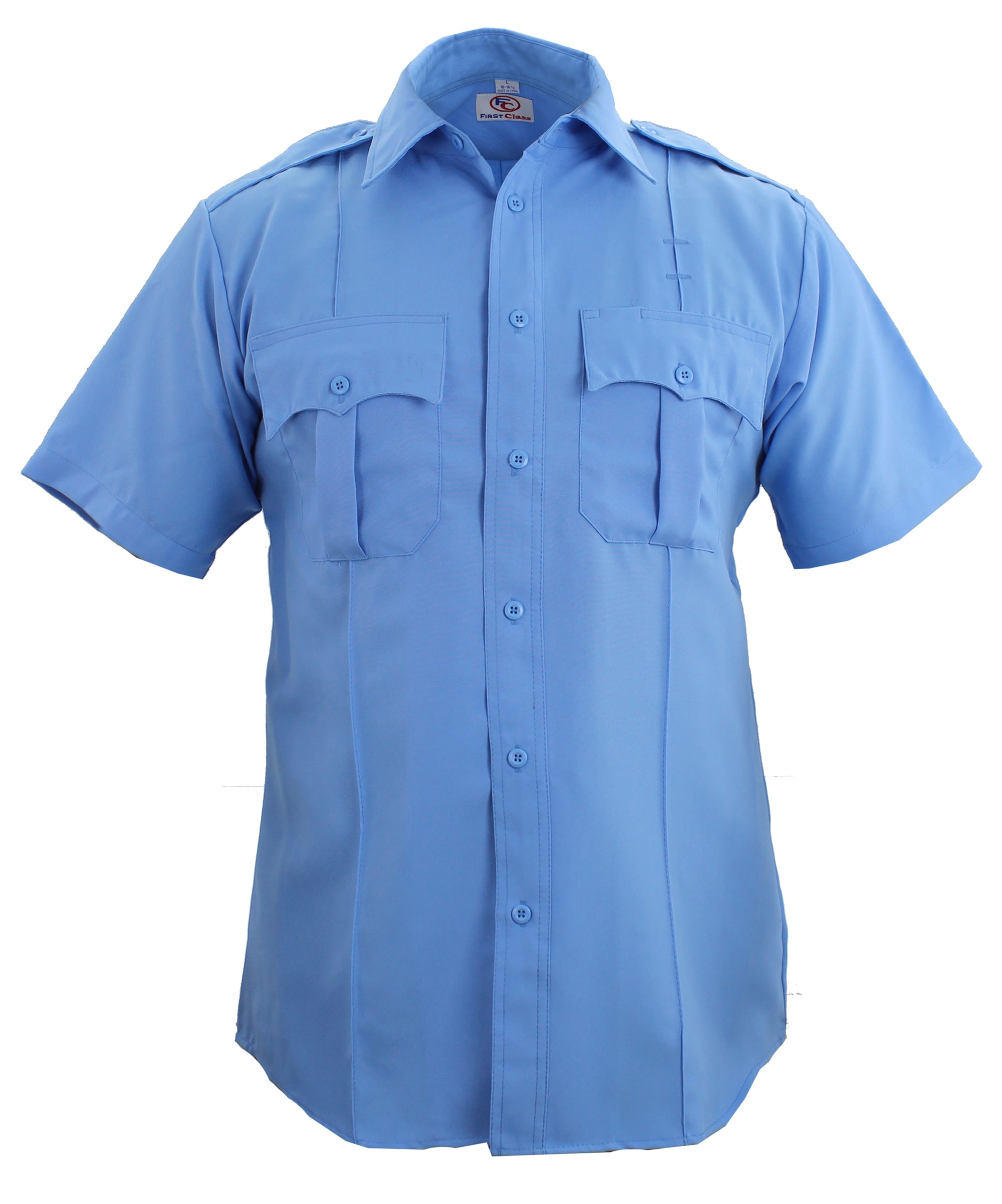 First Class 100% Polyester Short Sleeve Zippered Uniform Shirts - Light ...