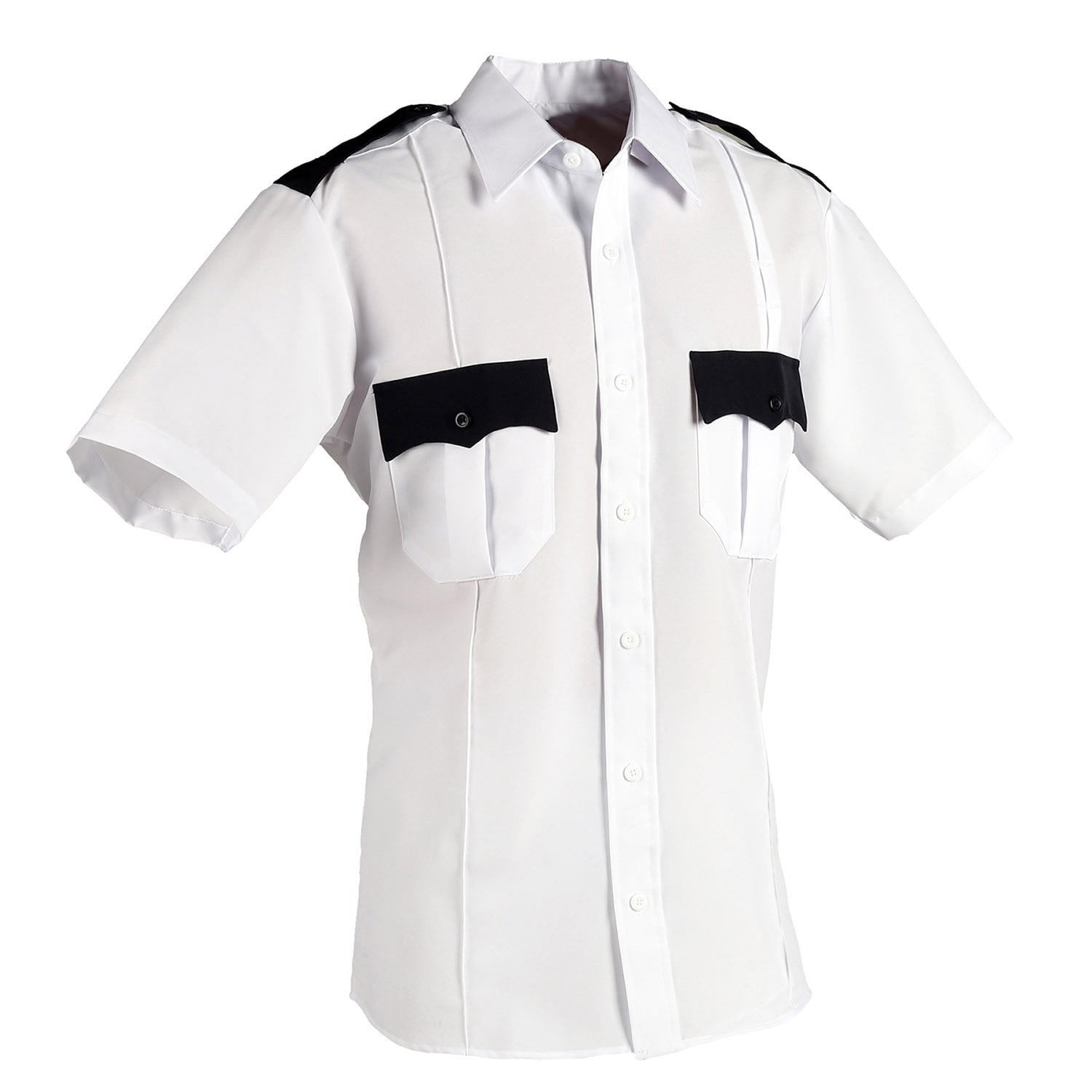 First Class 100% Polyester Two Tone Short Sleeve Uniform Shirt - White ...
