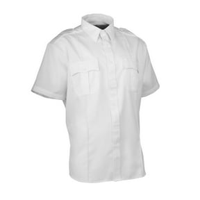 First Class 100% Polyester Short Sleeve Zippered Uniform Shirts - White ...