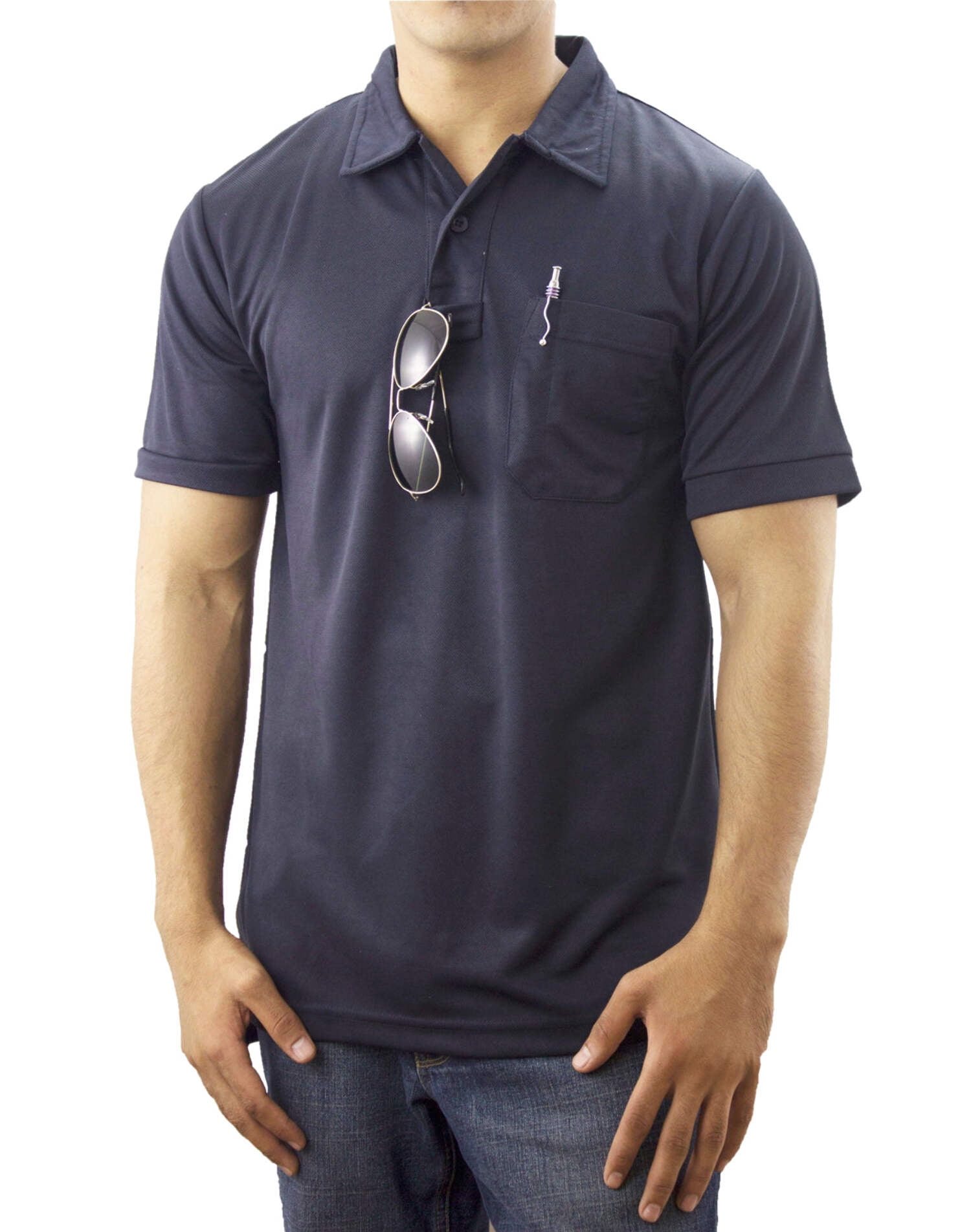 First Class Pro-Dry Polo Shirt with One Pocket - Navy Blue - 4XL ...