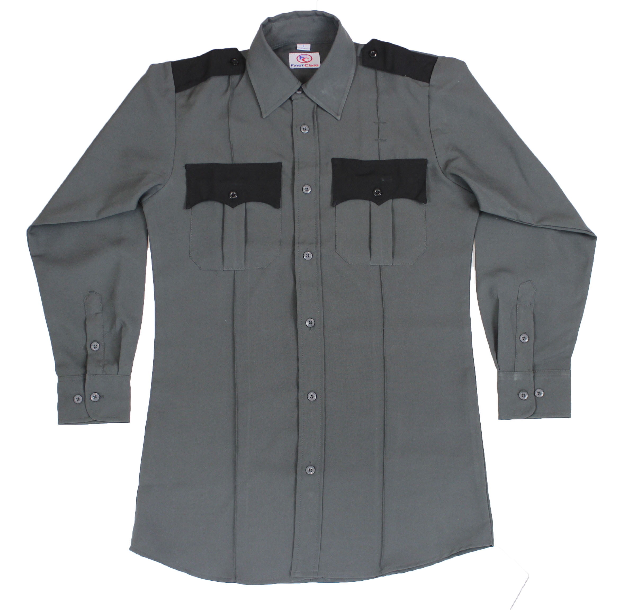 First Class Two Tone Long Sleeve Uniform Shirt - Dark Gray - XL ...