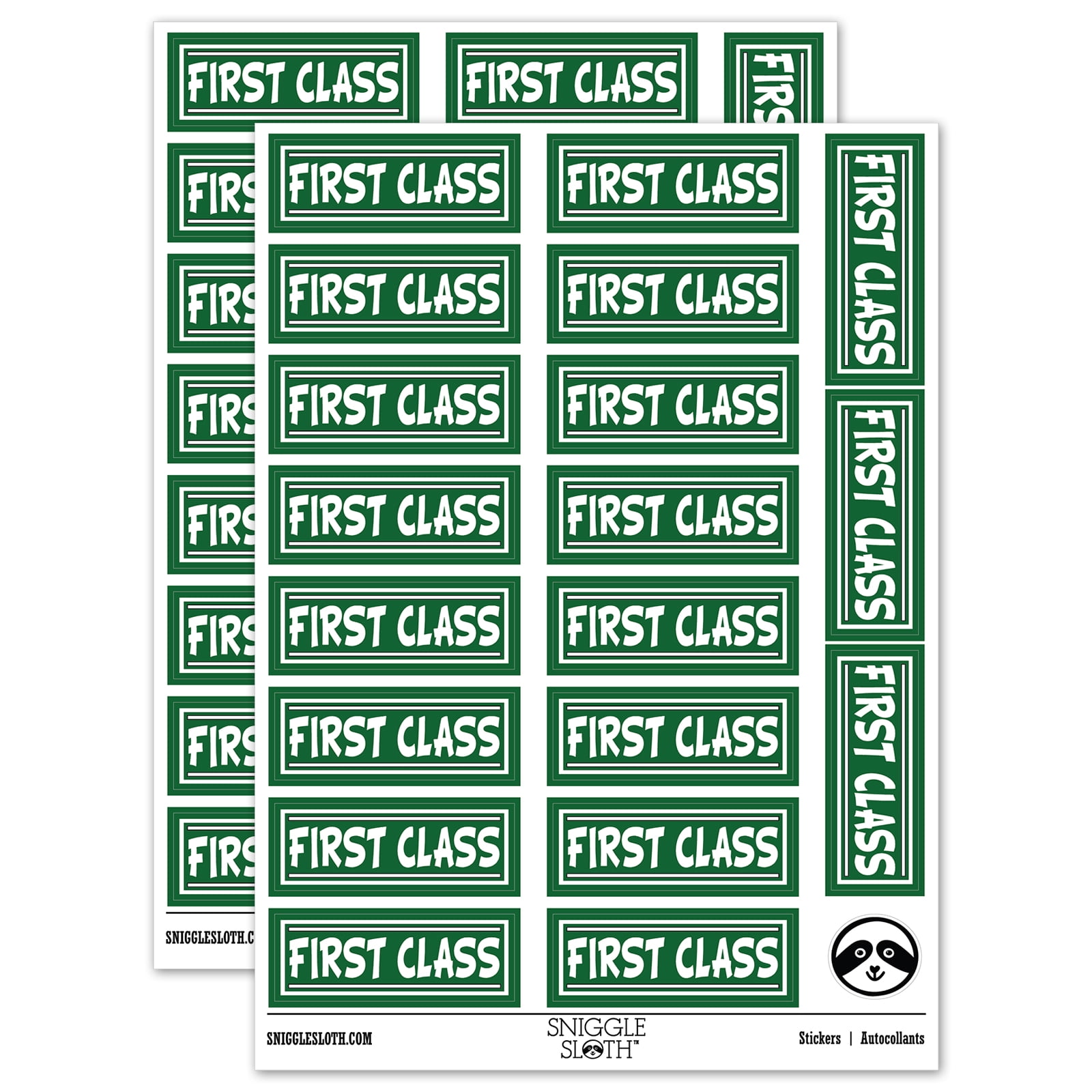 First Class with Border Mail Sticker Set - Dark Green - Gloss Finish ...