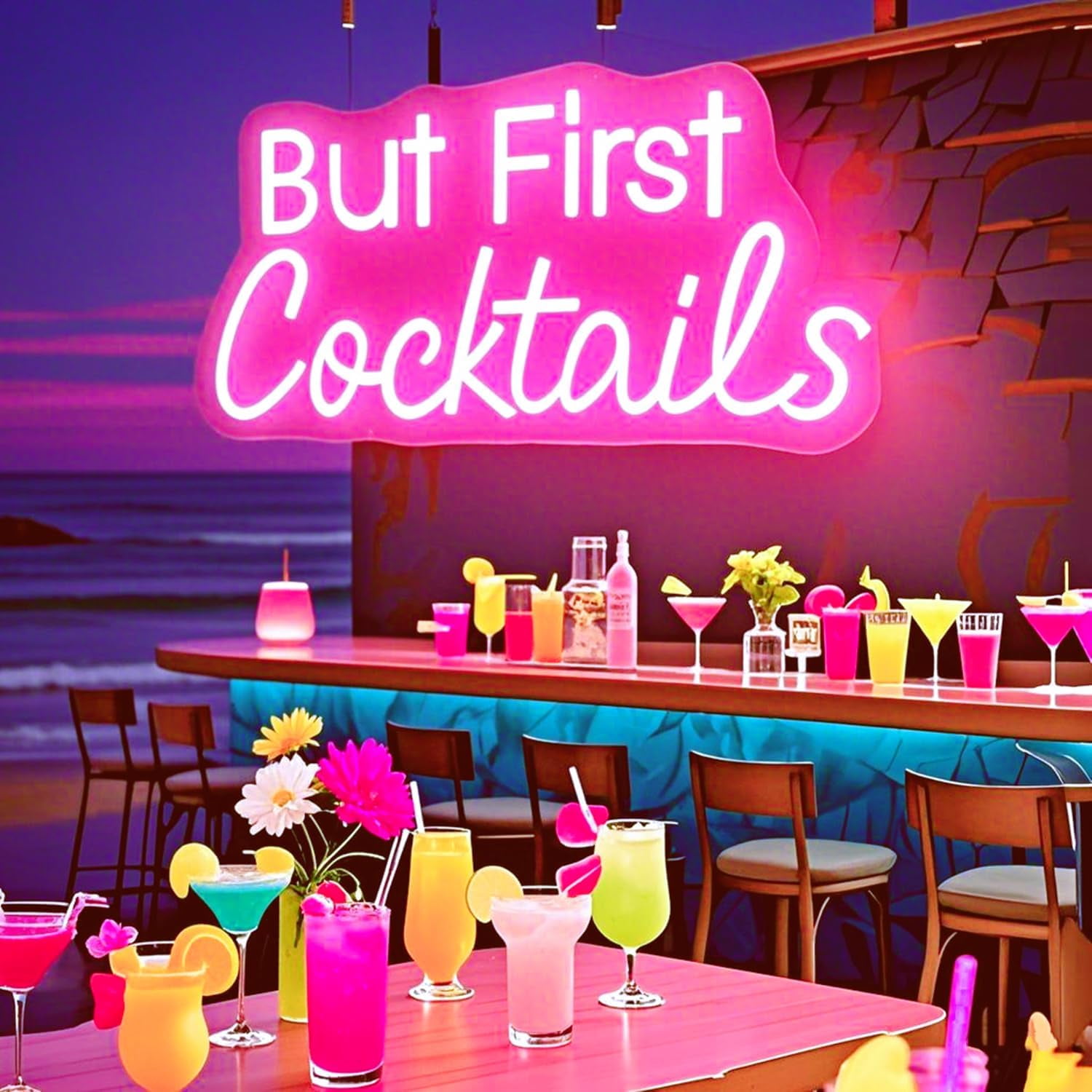 But First Cocktails Neon Light Sign Custom Dimmable Neon Sign Summer ...