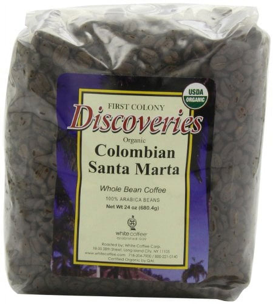 First Colony Organic Whole Bean Coffee, Colombian Santa Marta 24-Ounce ...