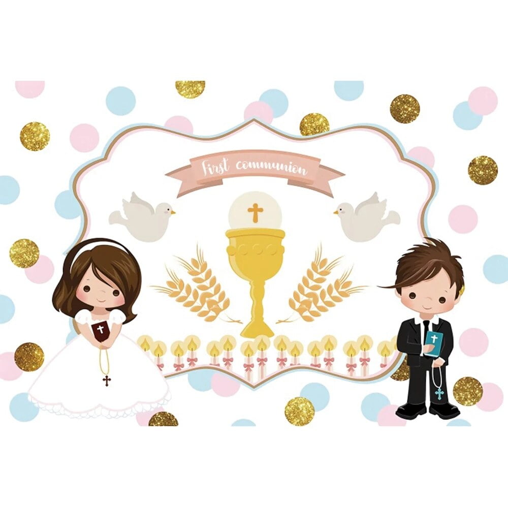 First Communion Backdrop God Bless Boys Baptism Baby Shower Birthday ...