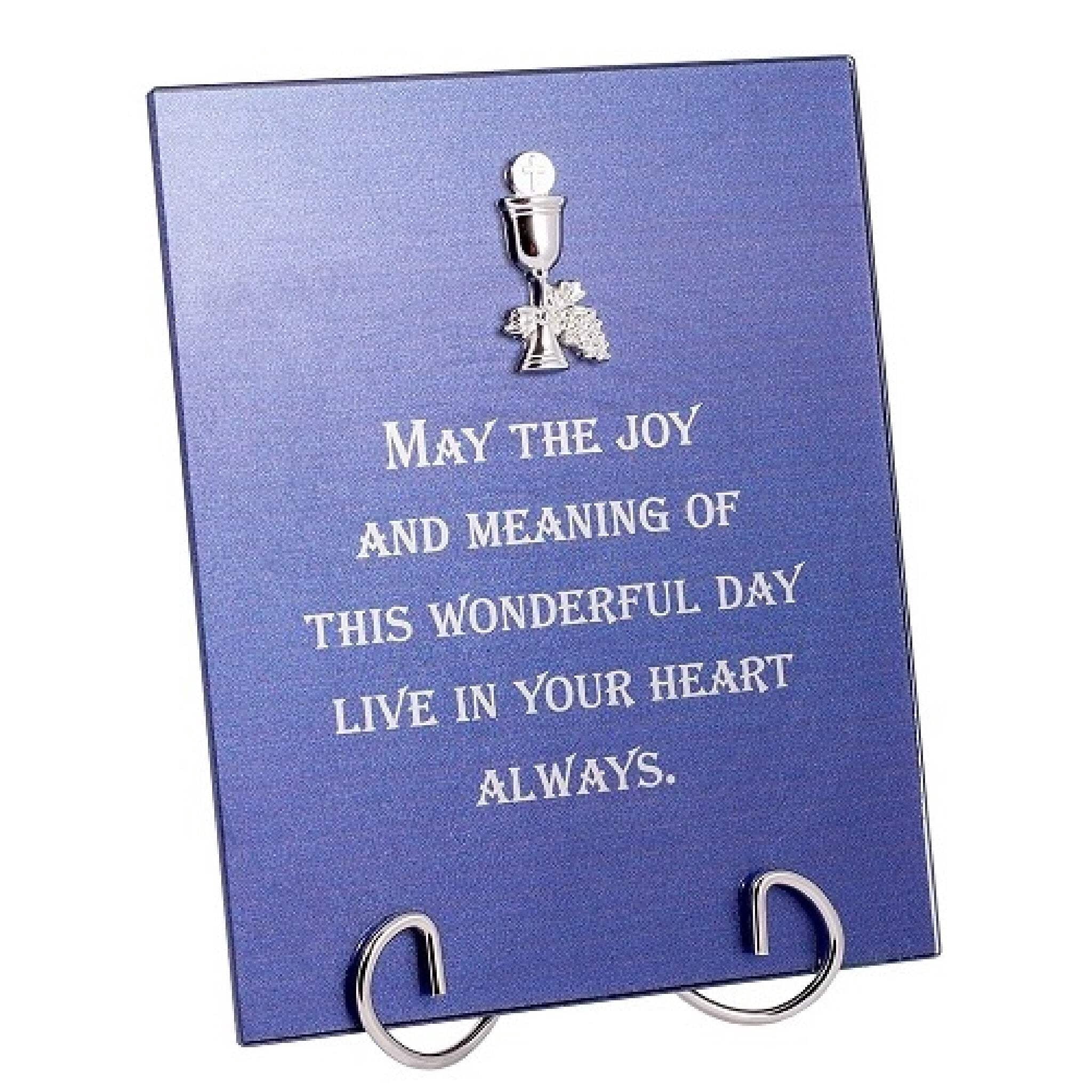 First Communion Blue Glass Table Plaque - Walmart.com