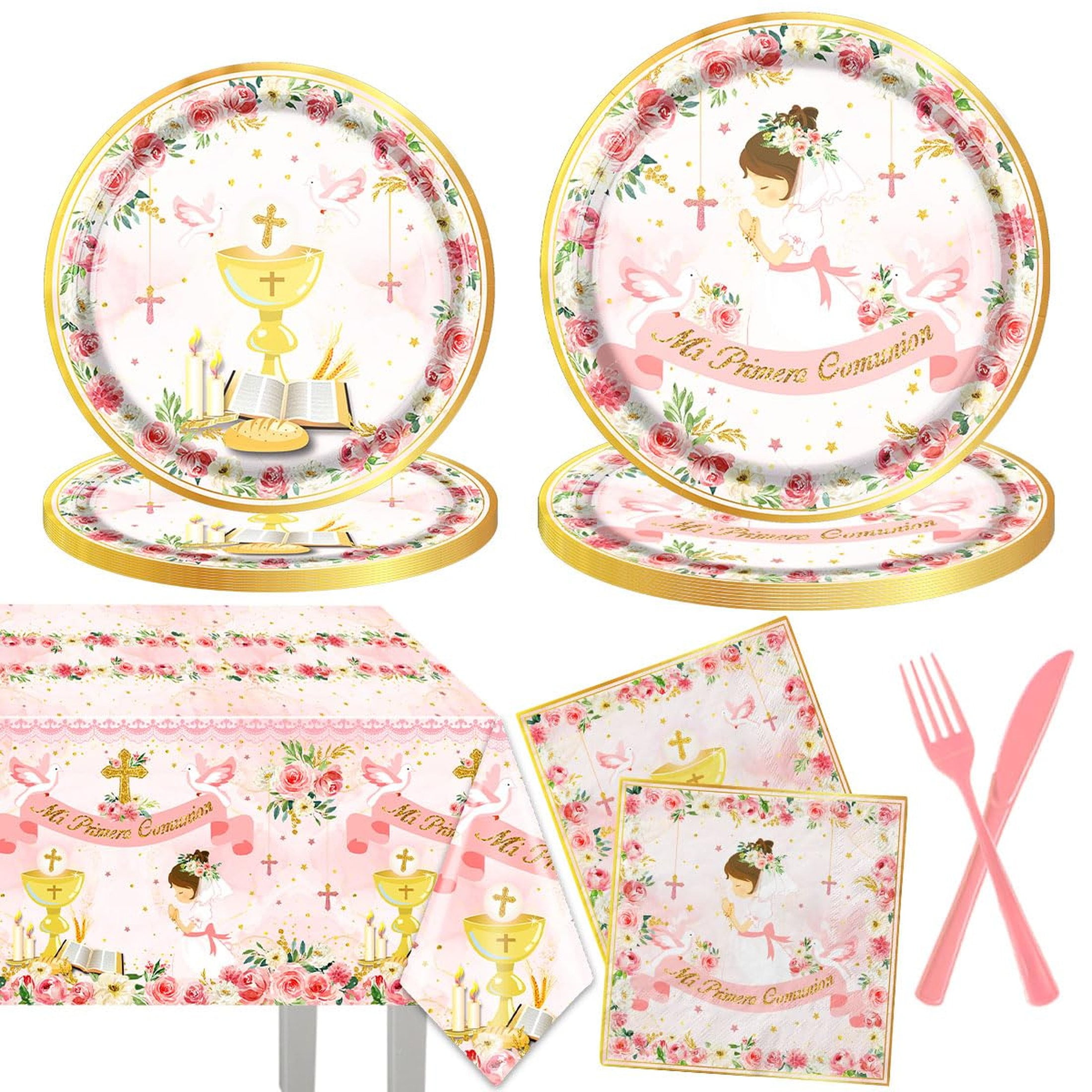 First Communion Celebration Set - Complete Tableware for 20 Guests with ...