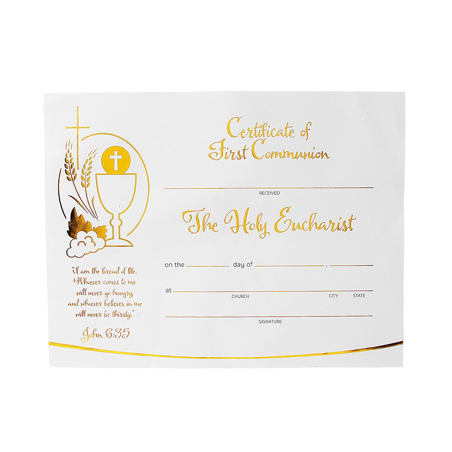 First Communion Certificates - 30 Pieces - Walmart.com