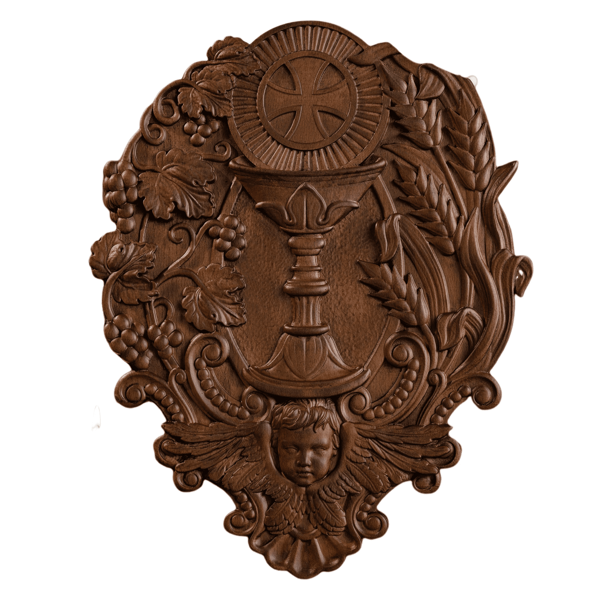 First Communion Christian Wood Sculpture - Eucharist Plaque - Communion ...