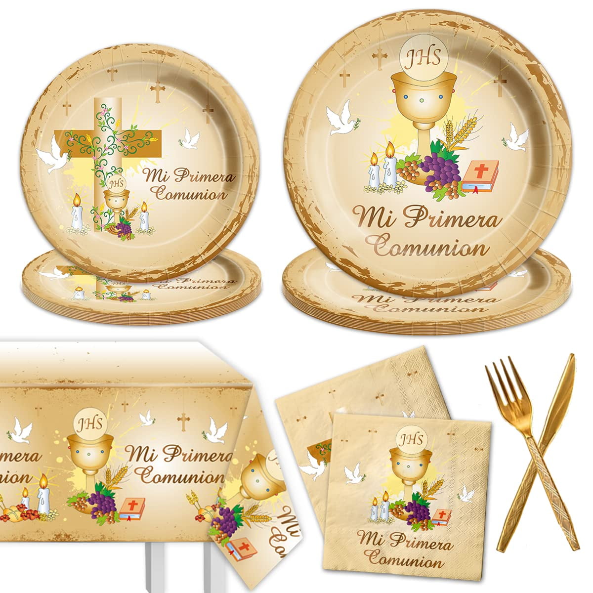First Communion Decoraciones-1st Communion AIF4 Plates and Napkins Holy ...