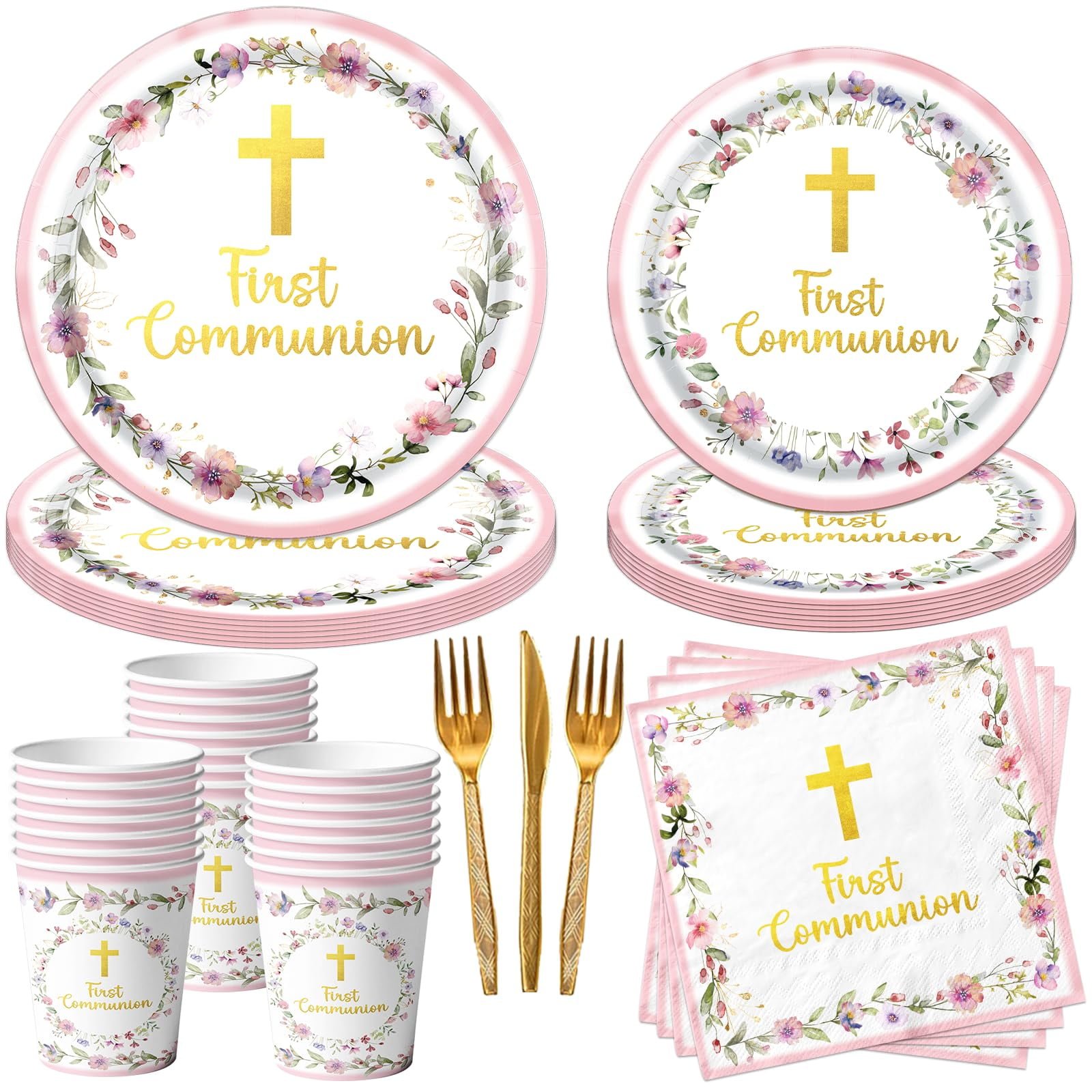 First Communion Decorations, 150Pcs RRF12 Pink First Communion and ...