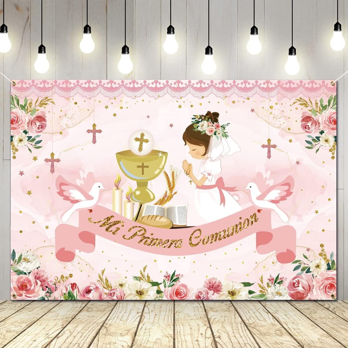 First Communion Decorations First Communion Backdrop Baptism God Bless ...