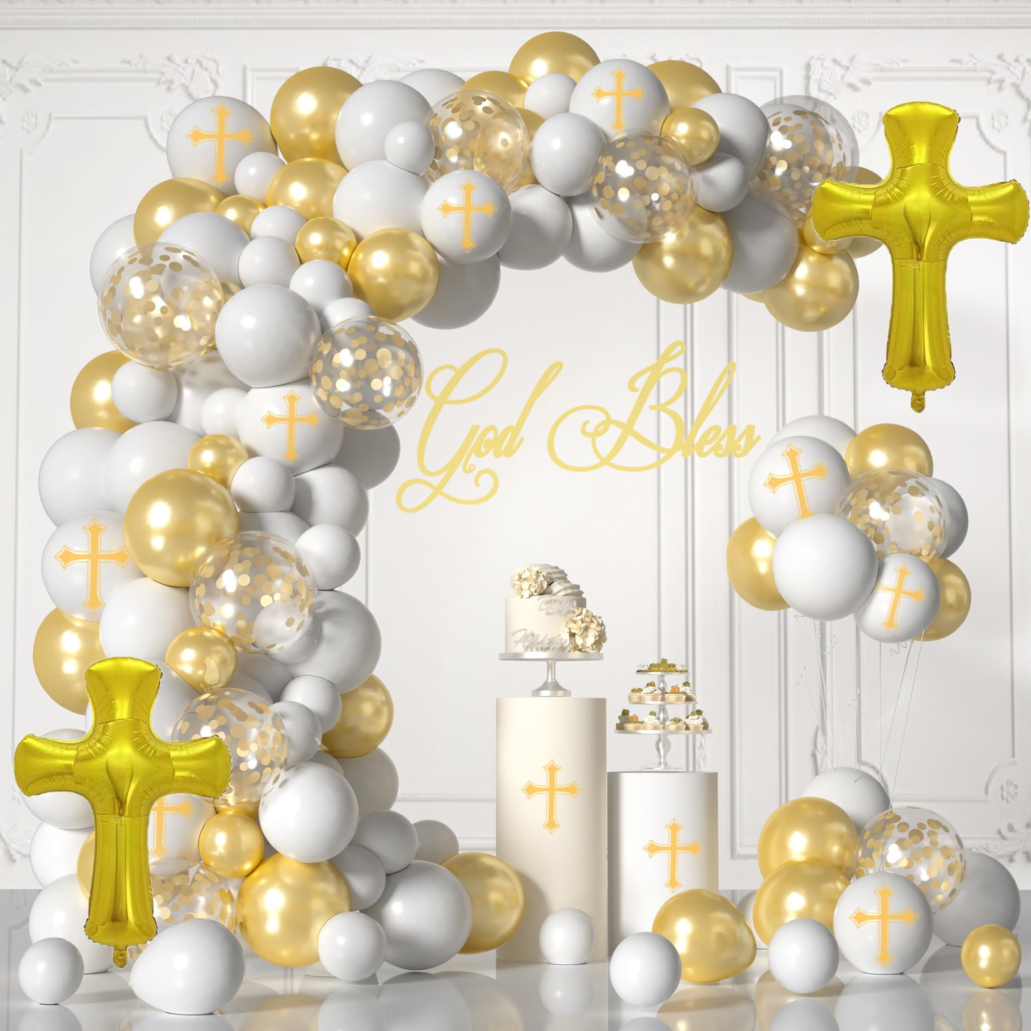 First Communion Decorations, Primera Comunion Decorations-White Gold ...