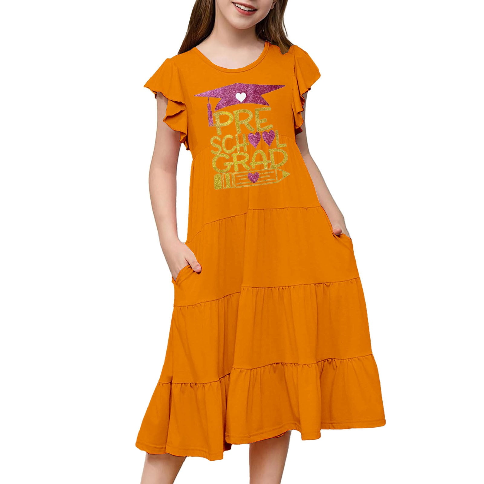 First Communion Dress for Girls 14-15 Years Orange Girl's Bohemian Maxi ...