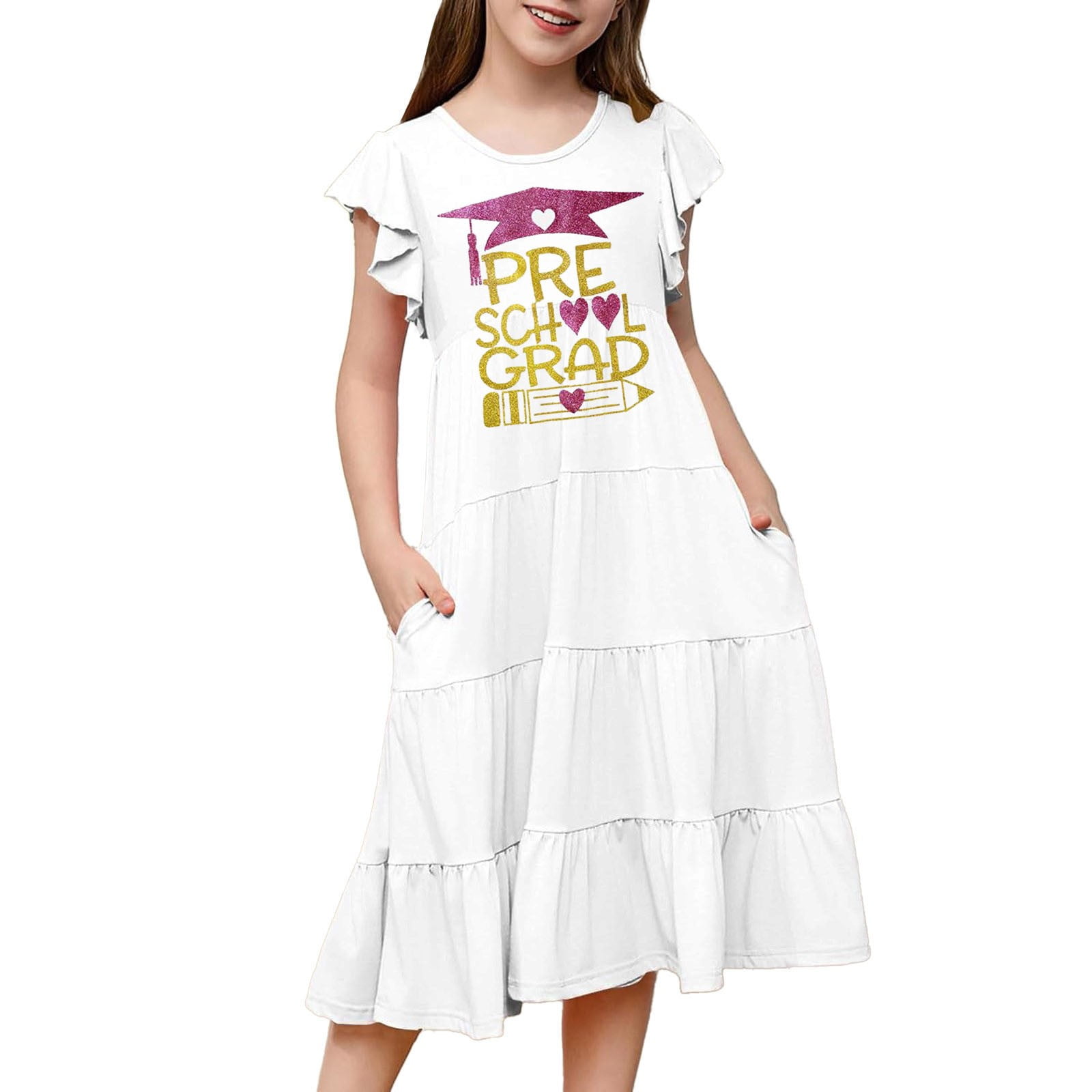 First Communion Dress for Girls 6-7 Years White Girl's Bohemian Maxi ...