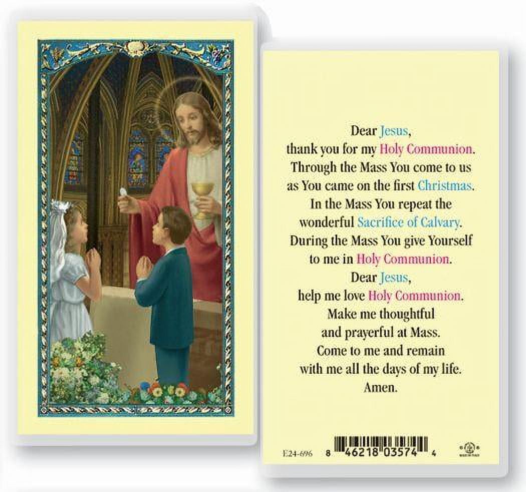 First Communion Laminated Catholic Prayer Holy Card with Prayer on Back ...