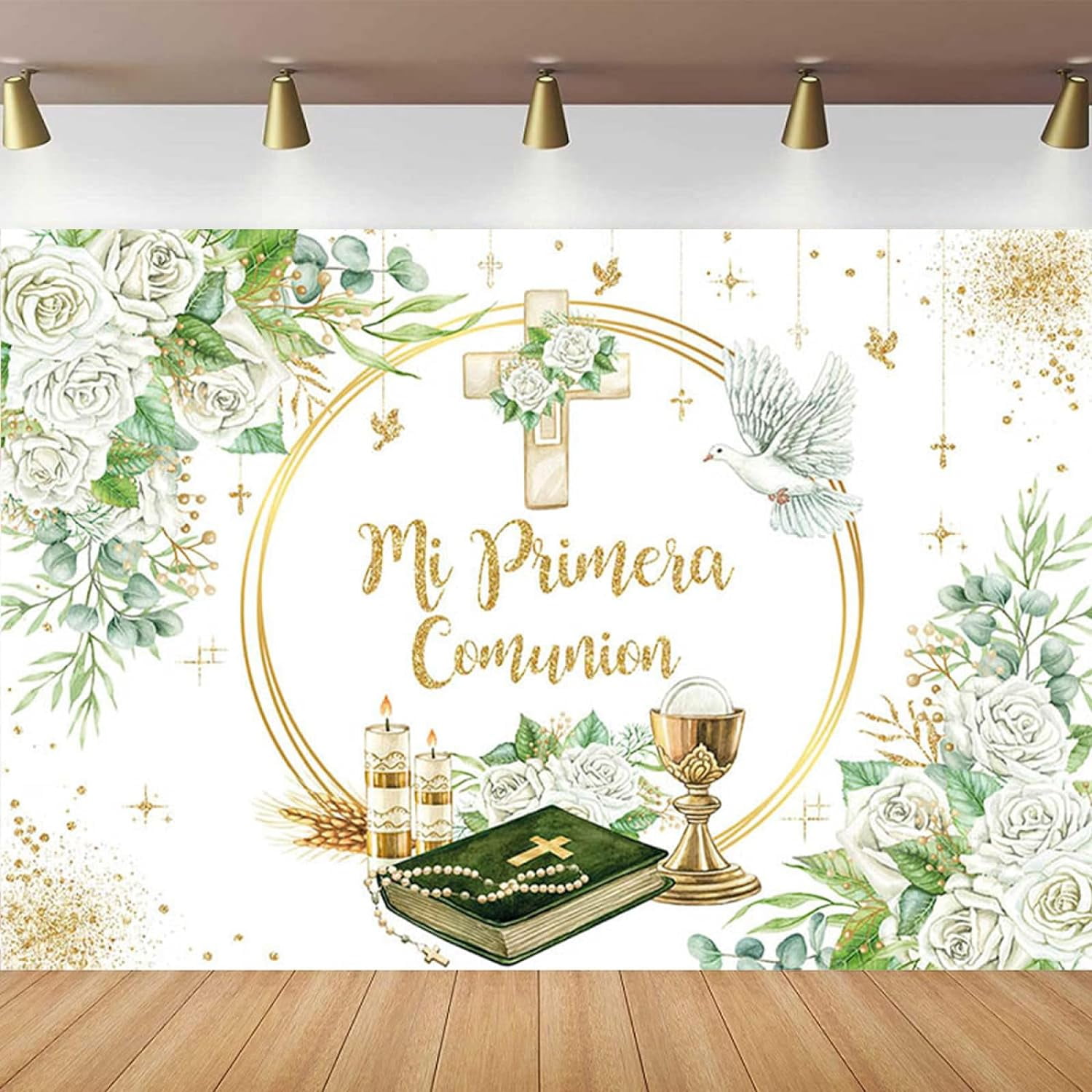 My First Communion Photography Backdrops Christening Fiesta Gold Bless ...