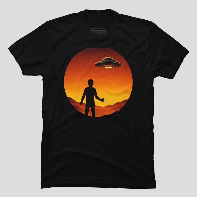 First Contact UFO Alien Encounter Sci-Fi Retro Graphic H10091 Unisex T ...