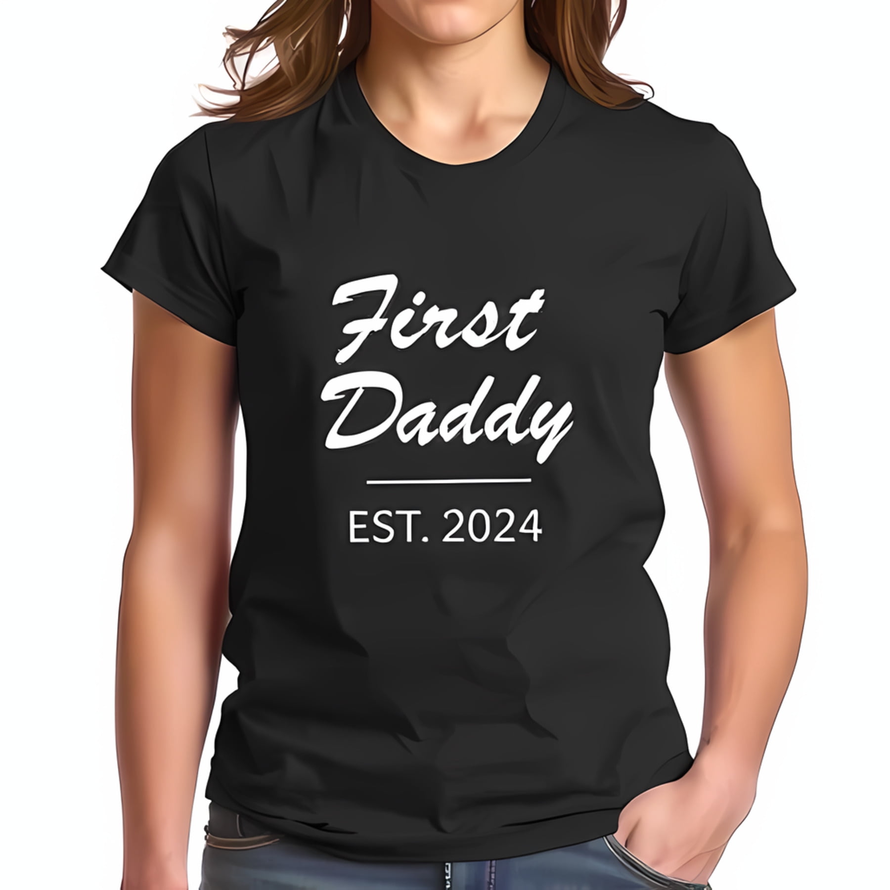 First Daddy Cotton Short Sleeve T-Shirt - Stylish Script Design with ...