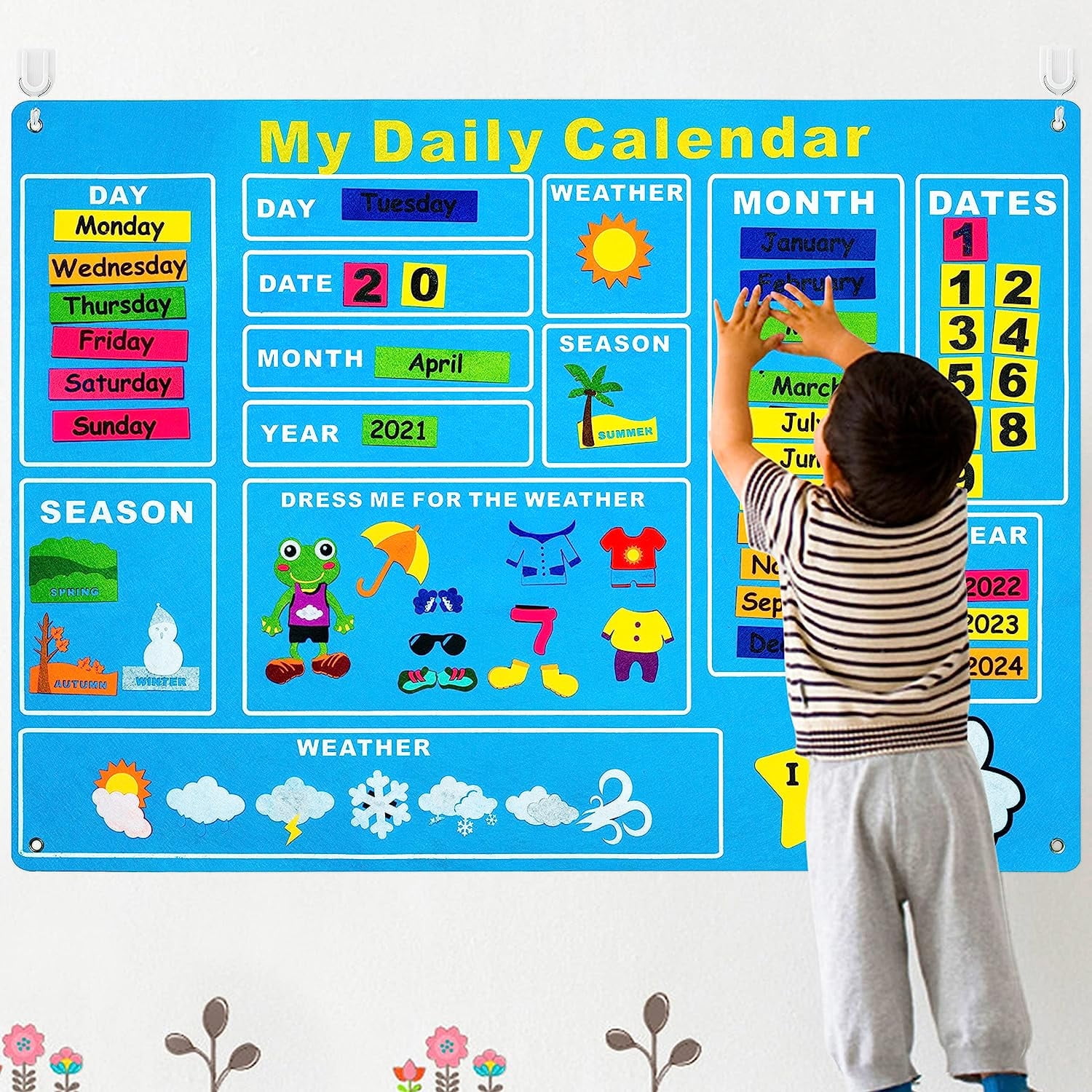 My First Daily Calendar Felt-Board for Kids 3.5Ft 70Pcs All About Today ...