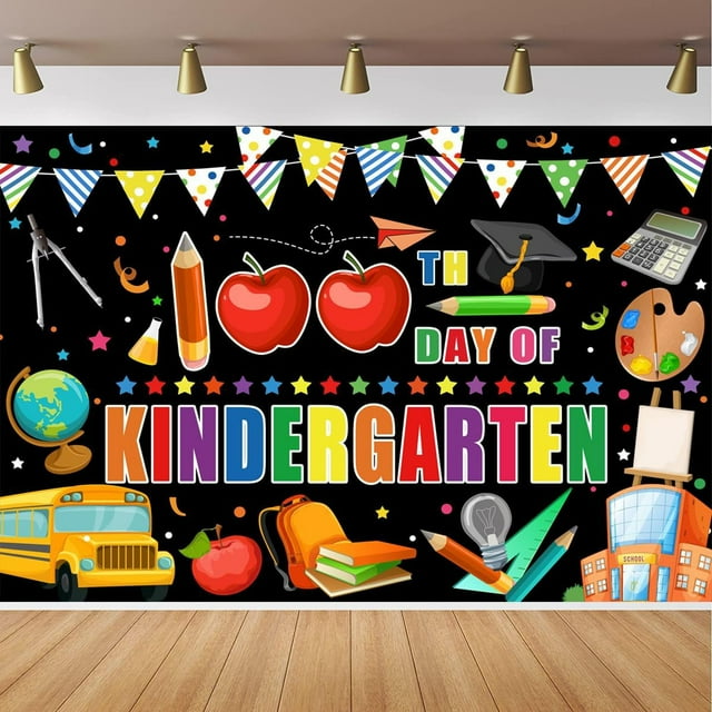First Day of Kindergarten Backdrop for 100th Day Party Decorations ...
