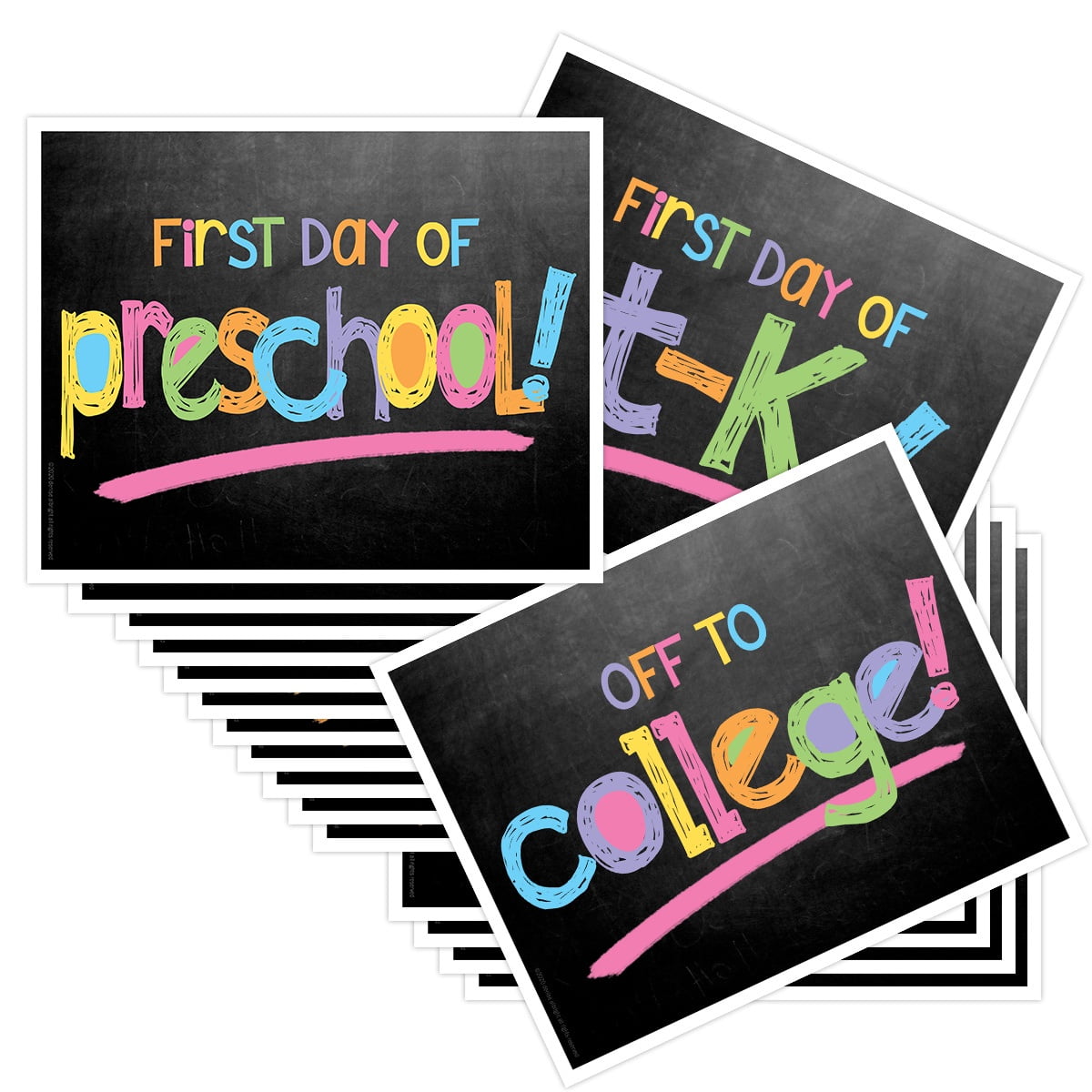 First Day & Last Day of School Photo Prop Signs, 8" x 10", Pastel ...