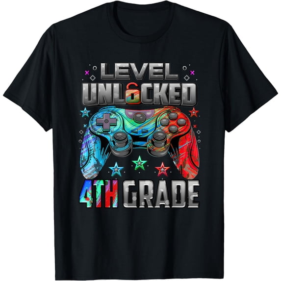 First Day Of 4Th Grade Level Unlocked Game Back To School T-Shirt ...