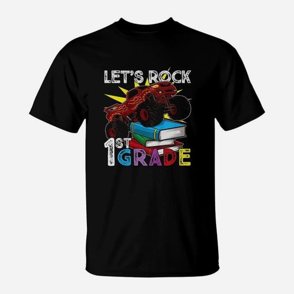 First Day Of School 2020 Lets Rock 1st Grade Monster Truck TShirt ...