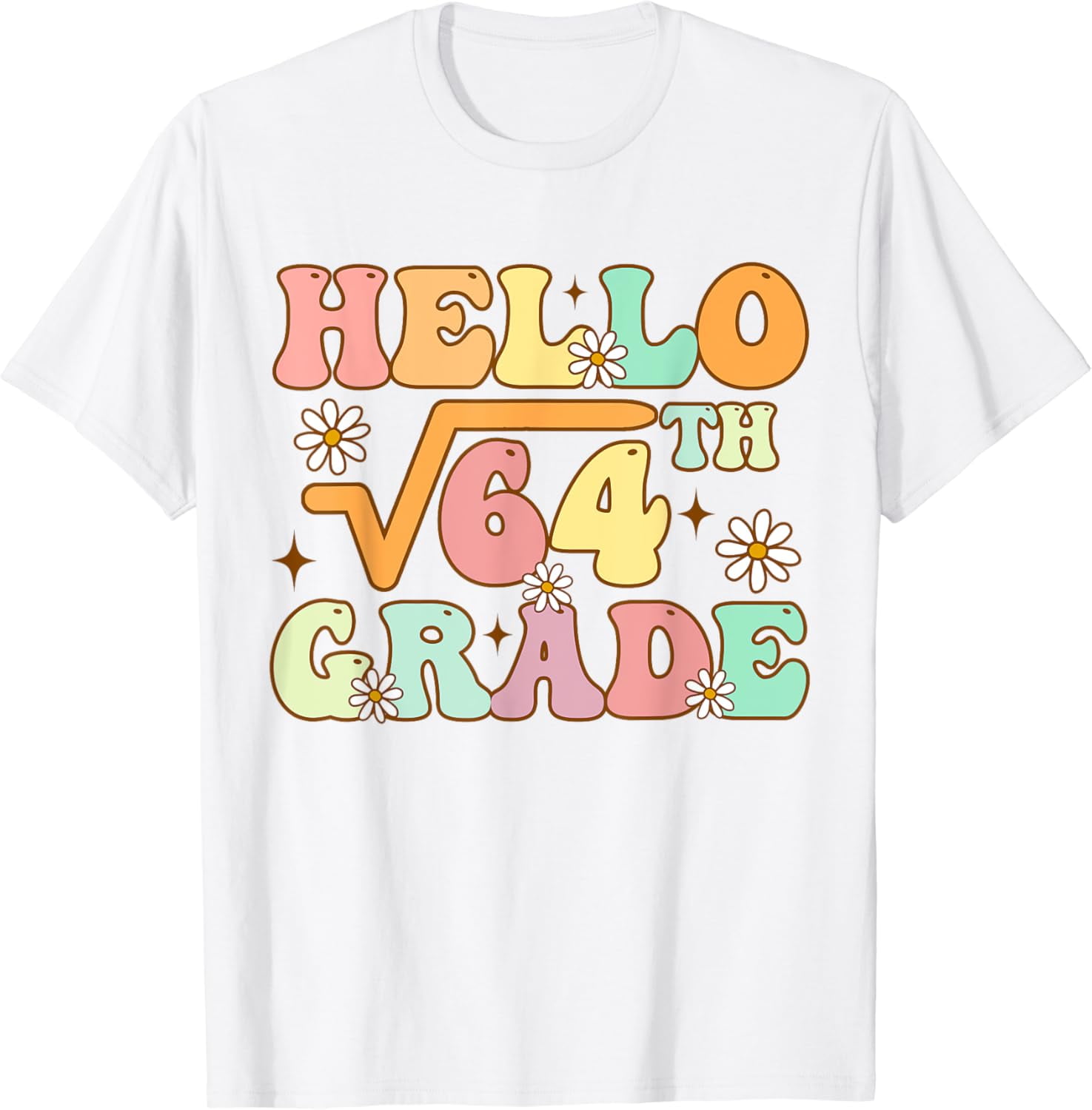 First Day Of School 8th Grade Square Root Of 64 Math Teacher T-Shirt ...